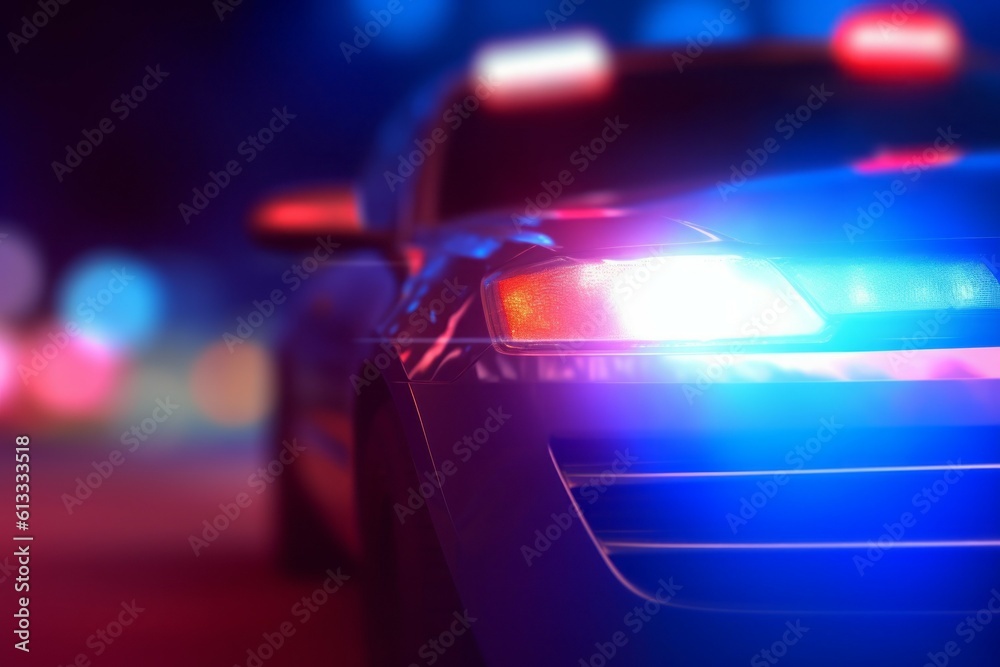 Blurred background of police flashing lights at the crime scene. Crime ...