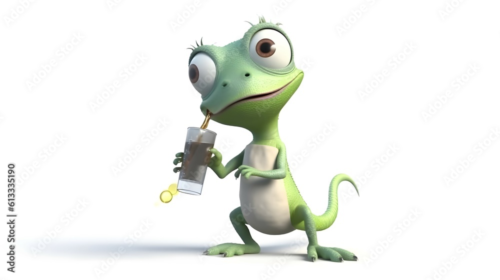 drunk lizard in style of Disney Pixar movie, Pets movie, cute character ...