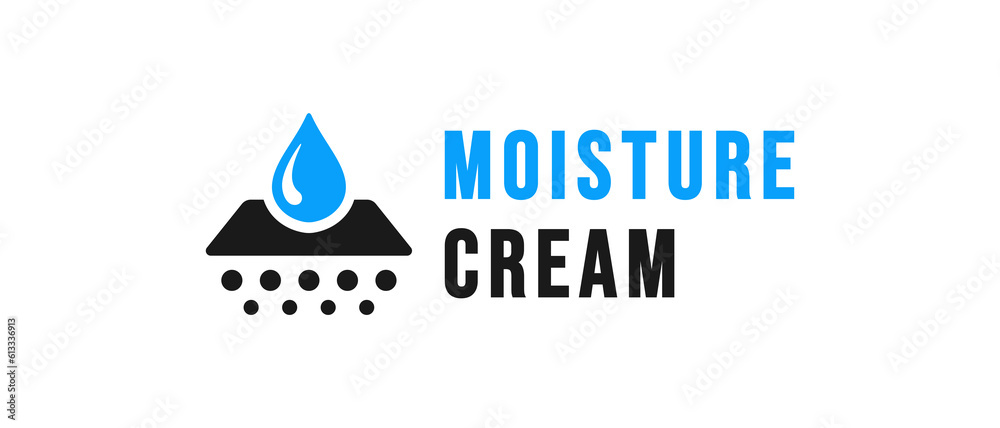 Moisture cream logo or Moisture cream label vector isolated in flat ...
