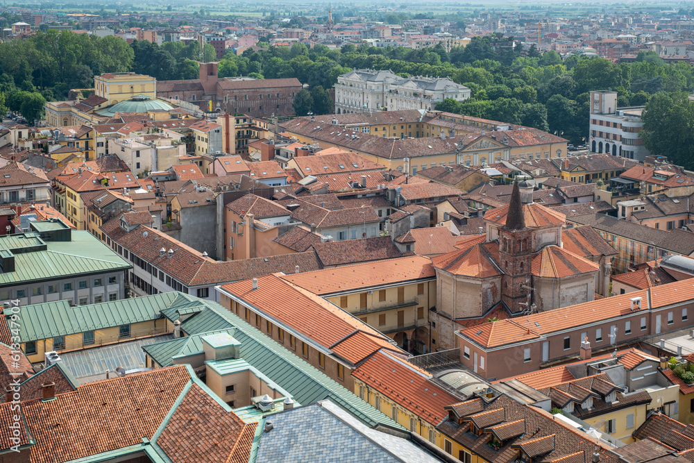 Panoramic view of the city of Novara, seen from the top of the San ...