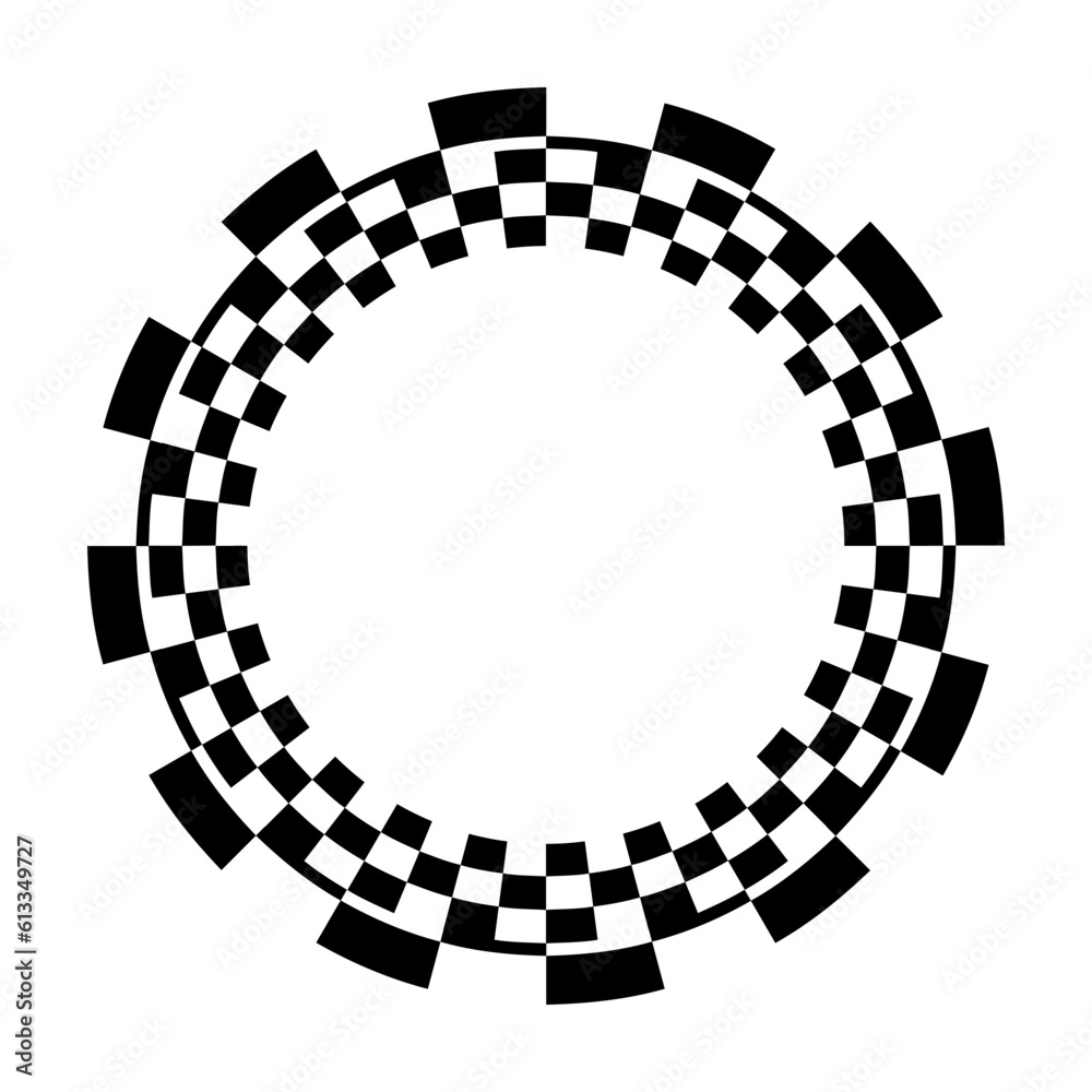 Circle checkerboard frame, spiral design border pattern, copy space ...