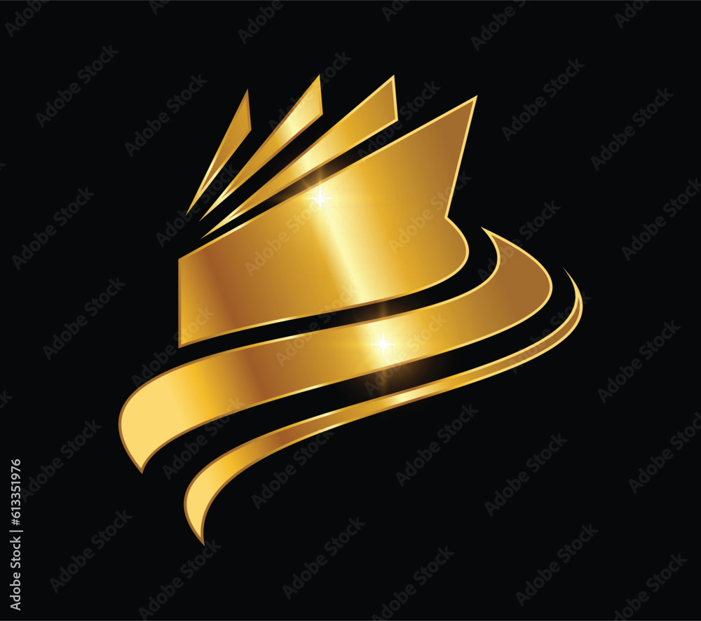 A vector Illustration of Golden Paper Document Logo Icon in black ...