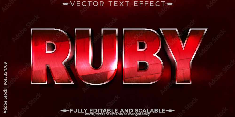 Editable text effect ruby, 3d gemstone and royal font style Stock ...