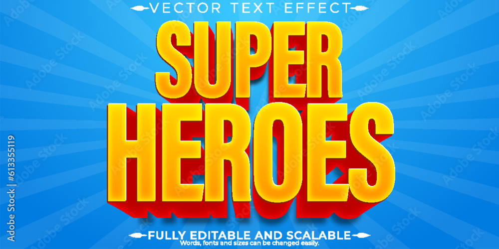 Superhero text effect, editable cartoon and comic text style Stock ...