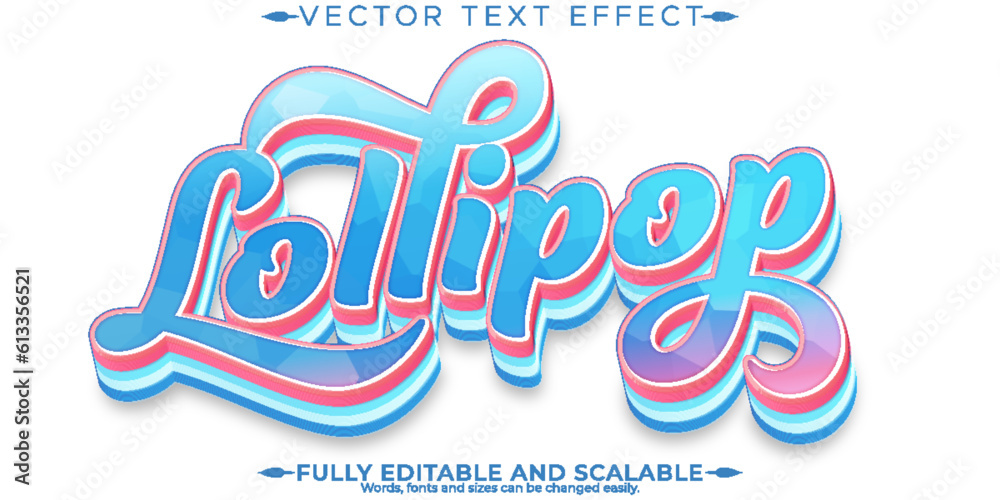 Lollipop candy text effect, editable sugar and sweet text style vector ...