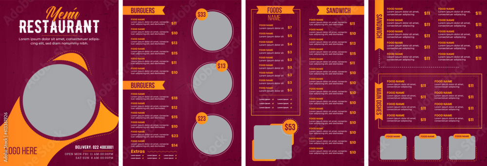 Modern Food Menu Template, Restaurant cafe menu, template design, Set ...