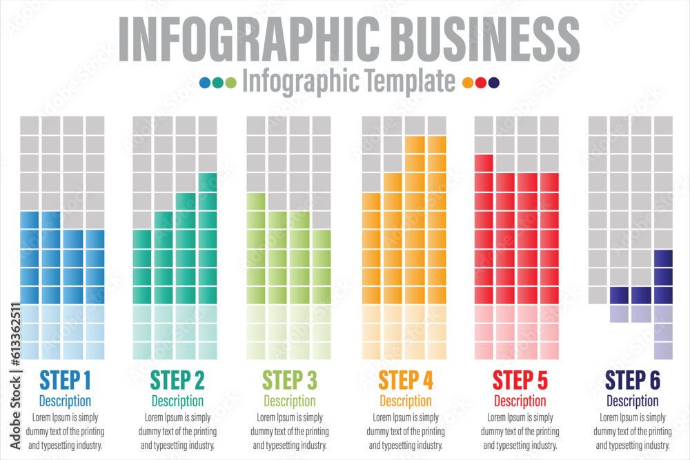 6 Steps Bar Business Infographic. Bar chart infographic template ...