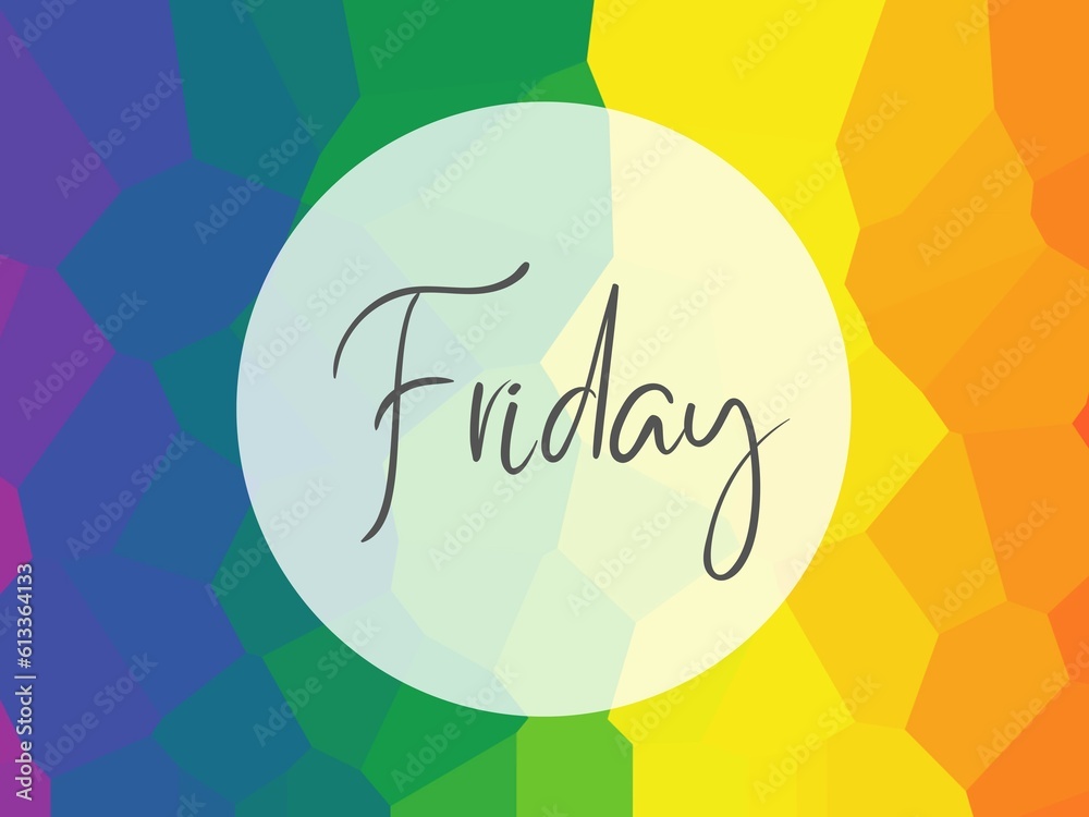FRIDAY Daily planner in rainbow, multi colored background, wallpaper ...
