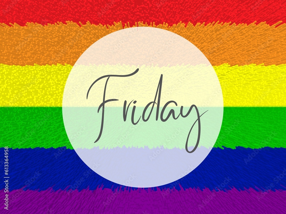 FRIDAY Daily planner in rainbow, multi colored background, wallpaper ...