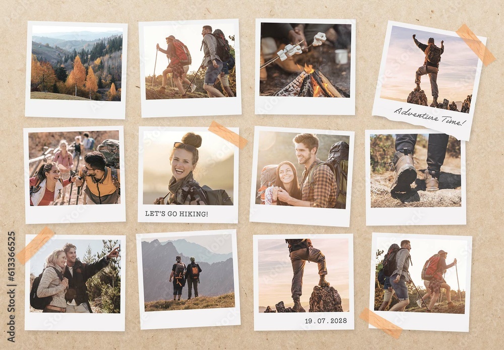 Rustic Moodboard Photo Collage Layout Stock Template | Adobe Stock