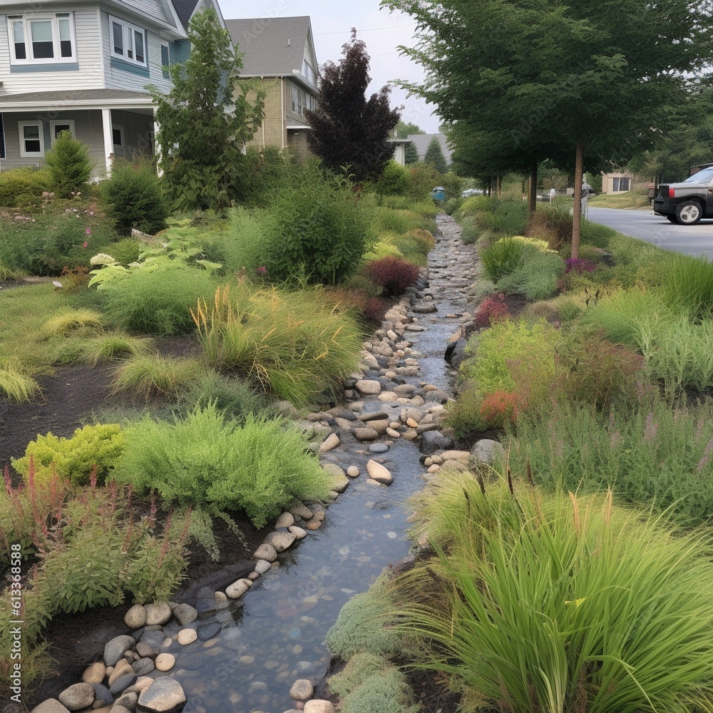 Rainwater Gardens - Rain Garden or Bioswale Designed to Capture and ...