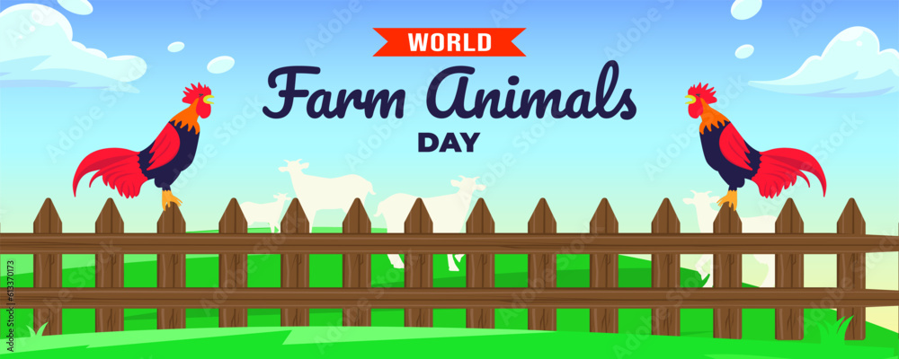 World Farm Animals Day on 02 October Banner Background. Horizontal ...