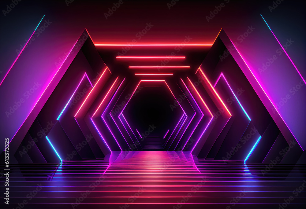 Vibrant Illumination: Neon light abstract with illuminated lighting ...