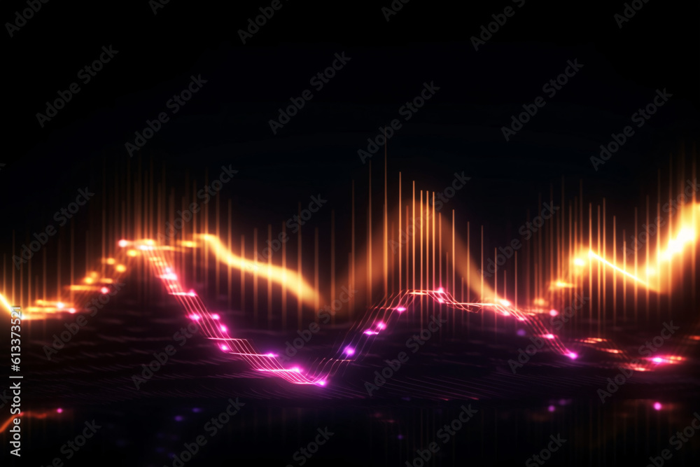 Audio waveform abstract technology background, blue and purple abstract ...