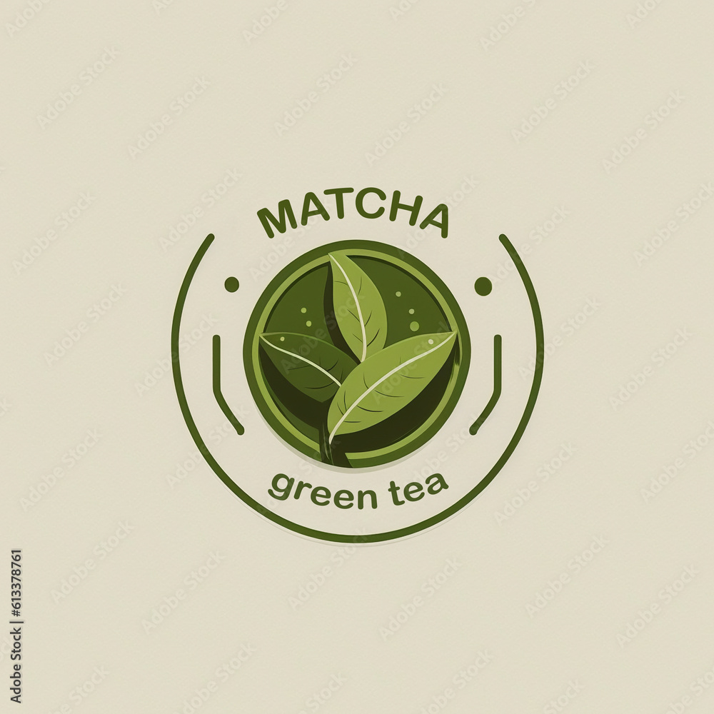 Generative AI. matcha logo with beautiful matcha lettering and natural ...