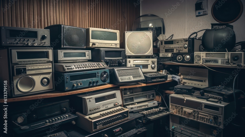 room full of old technology from the 90s. Generative AI Stock ...