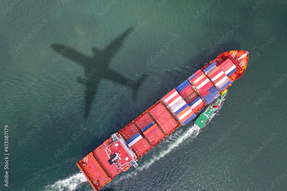 Transportation of cargo planes and container ships Global import and ...