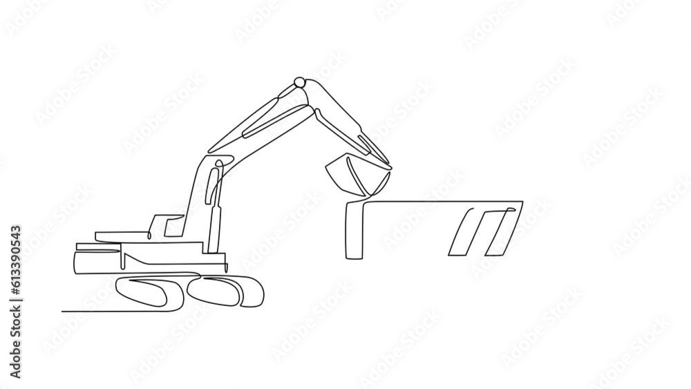 Animated self drawing of single continuous line draw for excavator in ...
