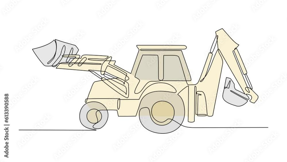 Animated self drawing of single continuous line draw for bulldozer in ...