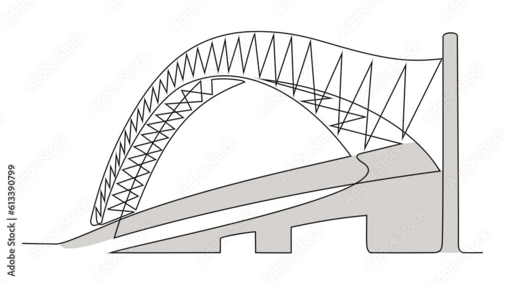 Animated self drawing of single continuous line draw for bridge ...