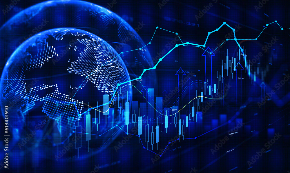 Digital data financial investment and trading graph chart. Stock ...