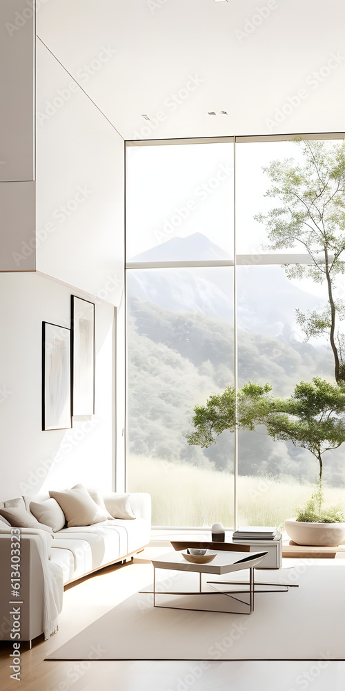 minimalist design full size living room, you are greeted by a serene ...