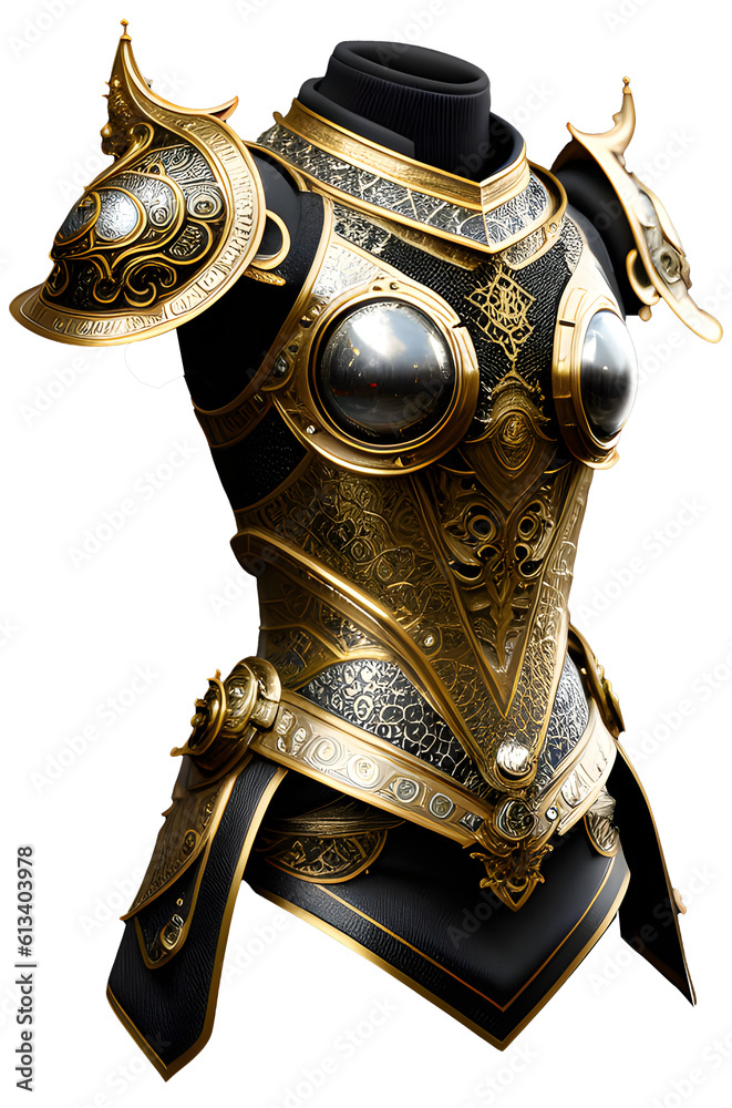 Regal Knight: Gold Medieval Knight Body Armour - Transparent Background ...