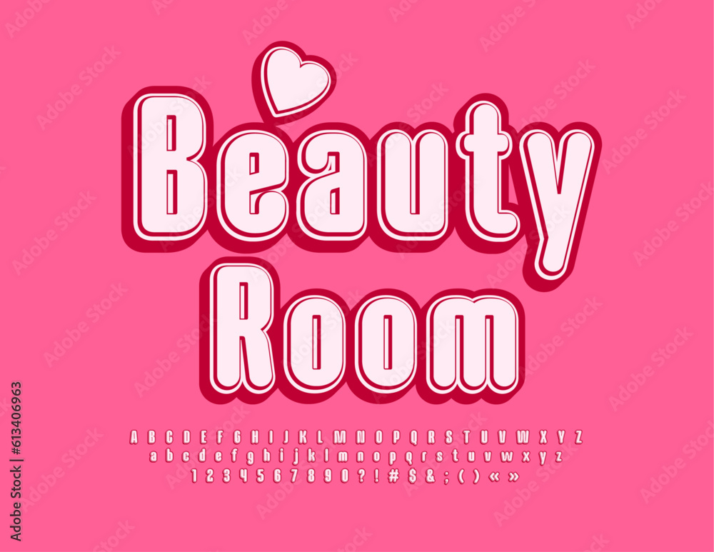 Vector stylish Sign Beauty Room. Elegant pink Font. Modern Alphabet ...