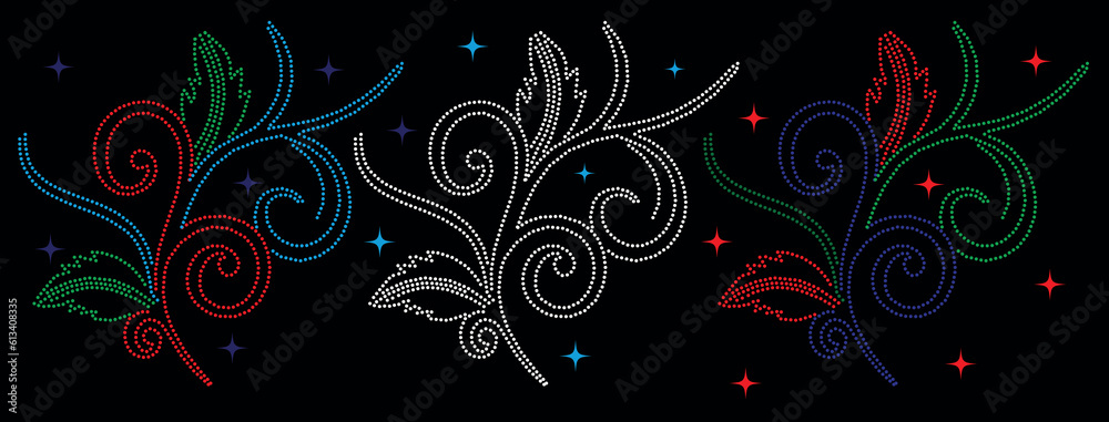 Flowers Rhinestone Transfers Ideas ,full, illustration.background. hand ...