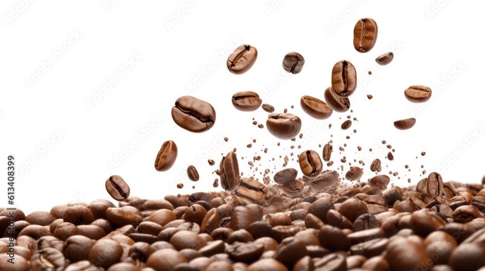 Coffee bean fly explosion, coffee crushed mix seed float explode on ...
