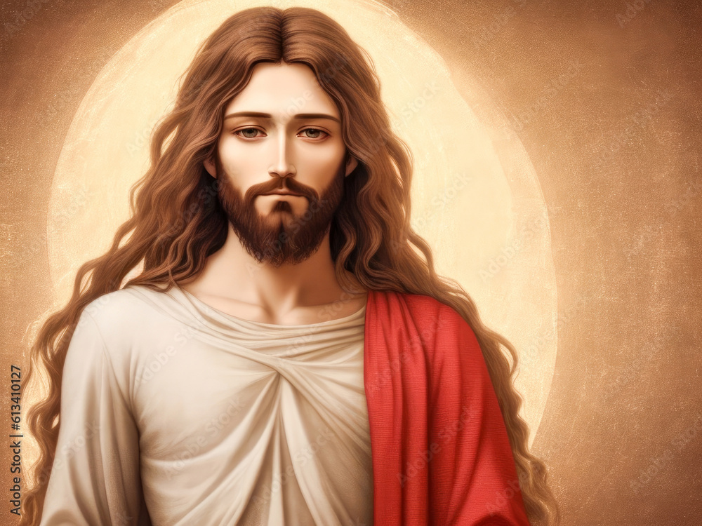 Portrait of Jesus Christ. Christian and catholic religion painting ...
