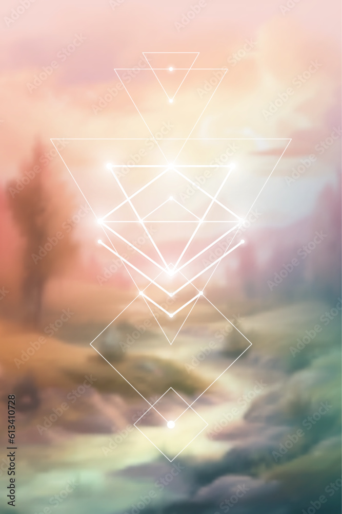 Sacred geometry spiritual new age futuristic illustration with ...