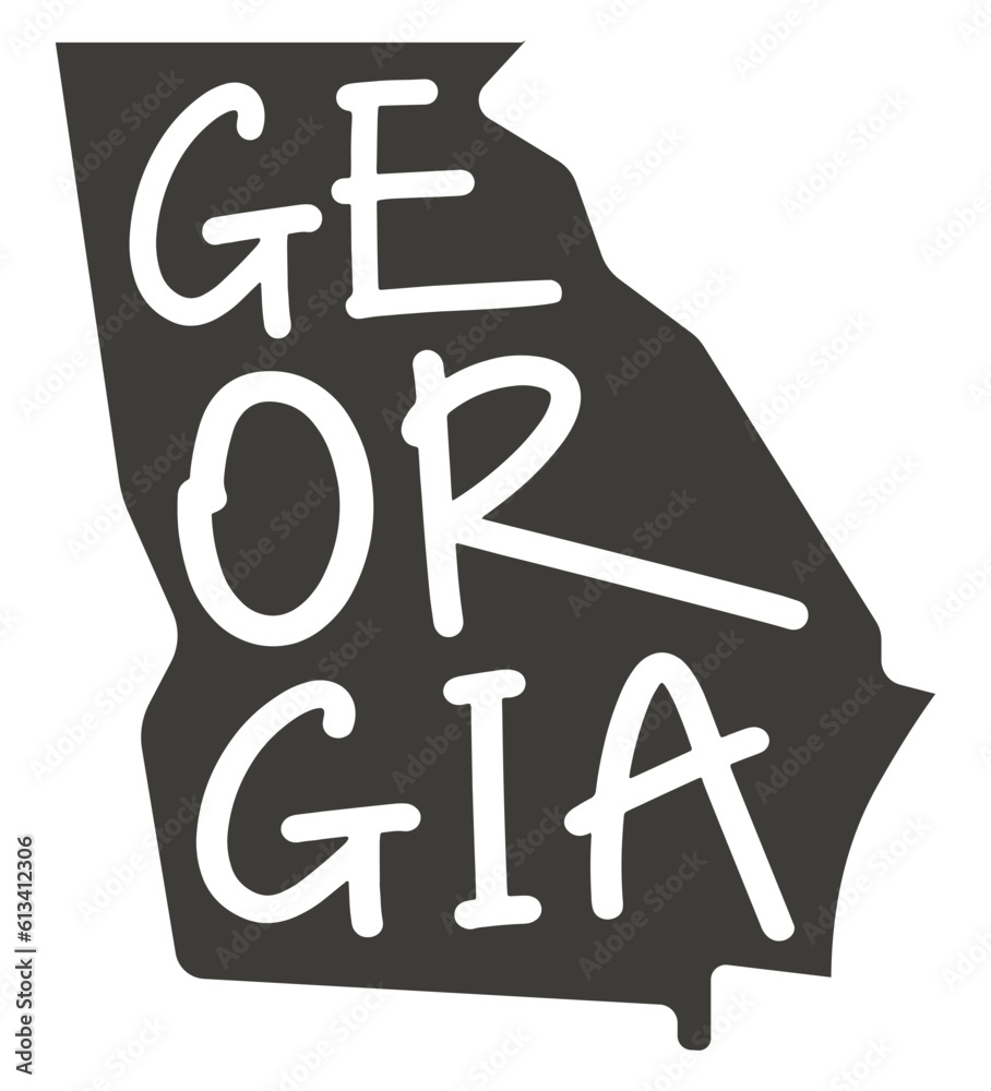 Georgia. Vector silhouette state. Georgia map with text script. Georgia ...