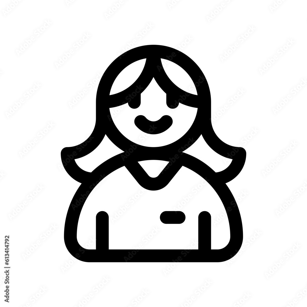 Editable female employee, person, user, worker, profession vector icon ...