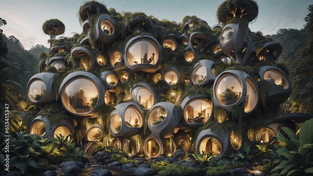 The Hive - Sci-fi futuristic brutalist architecture style building ...