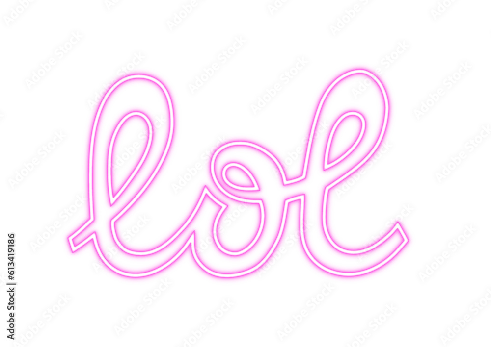 LOL neon sign. Glowing signboard on transparent background. PNG sticker ...