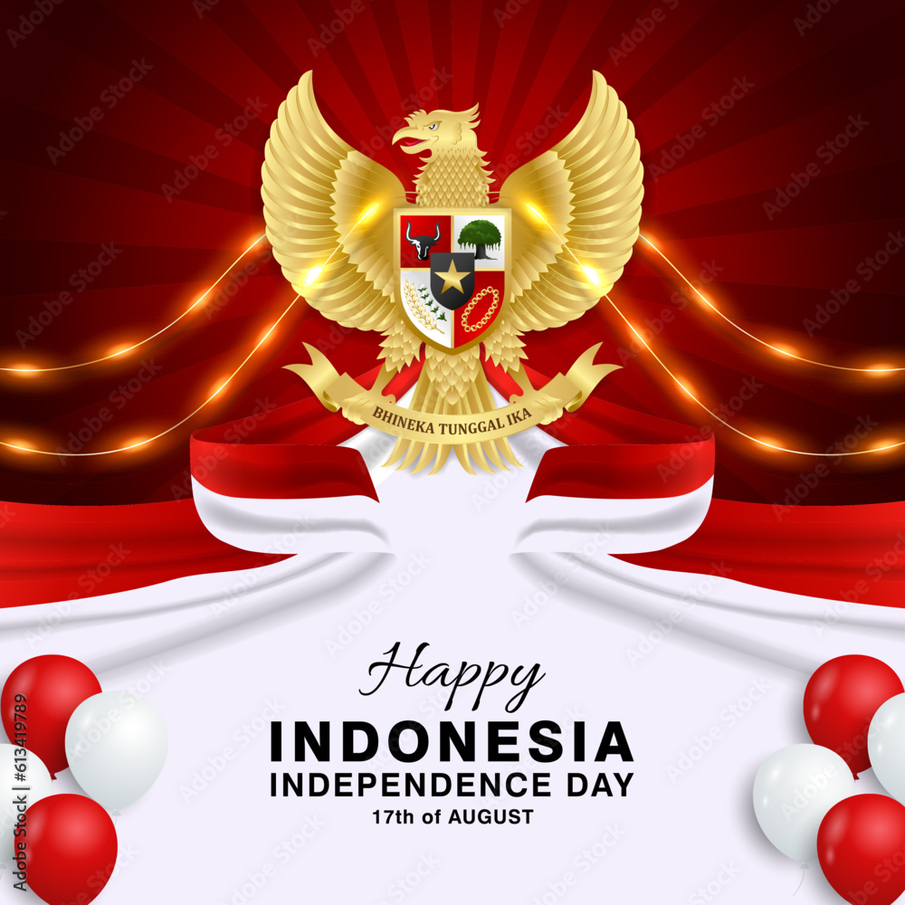 78th indonesia independence day background design with garuda, ribbon ...