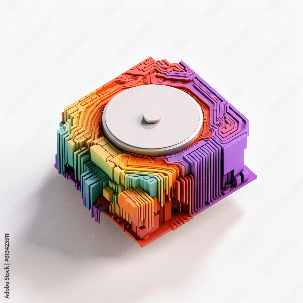 Isometric Supercomputer CPU Chip Processor Quantum Computer Science ...