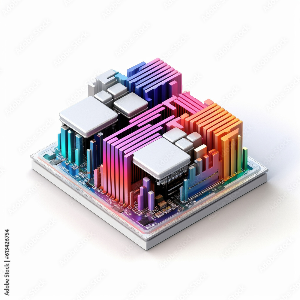 Isometric Supercomputer CPU Chip Processor Quantum Computer Science ...