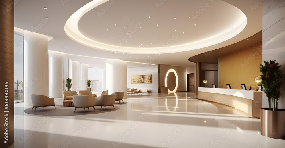 Modern reception area lobby area interior design. Stock Illustration ...