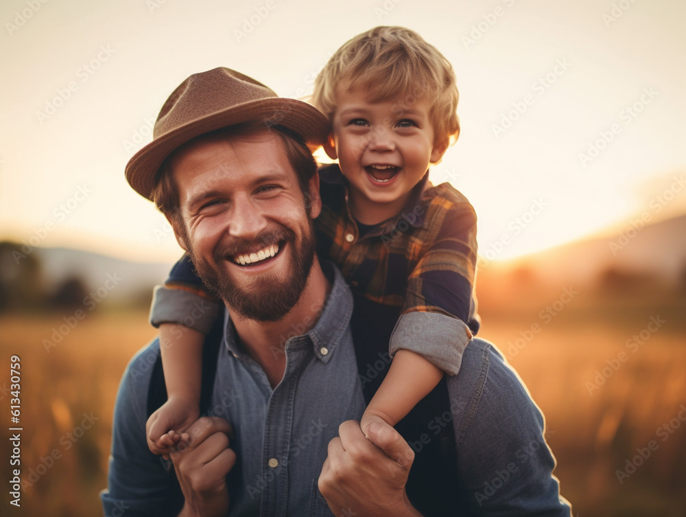 The photograph captures the heartwarming moment of a happy father ...