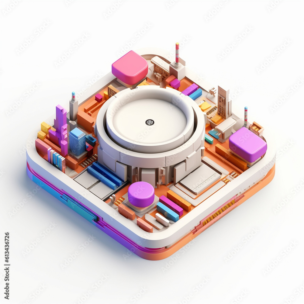 Isometric Supercomputer CPU Chip Processor Quantum Computer Science ...