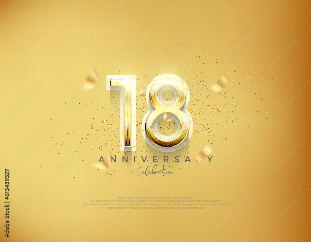 18th anniversary number. Luxury gold background vector. Premium vector ...