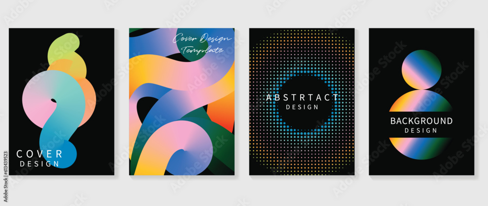 Gradient design background cover set. Abstract gradient graphic with ...