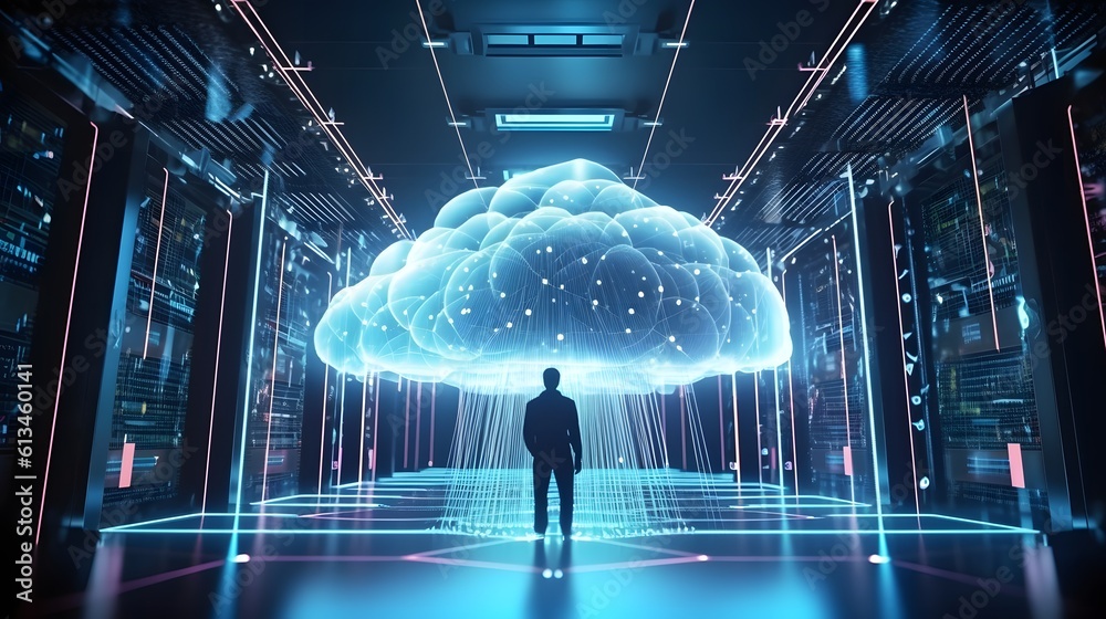 Cyber security, AI Mind, Network Management, Modern Data Center, Cloud Networking, AI Generated ...