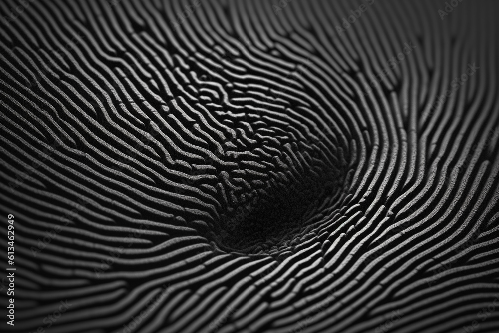 A fingerprint composed of overlapping layers, creating a sense of depth ...