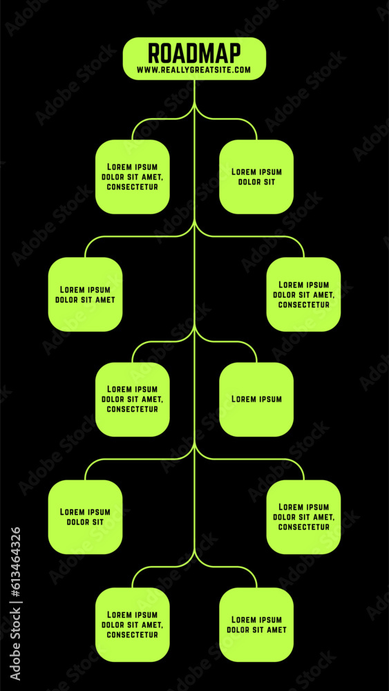 Roadmap in the form of tree on black background. Business chart. Stock ...