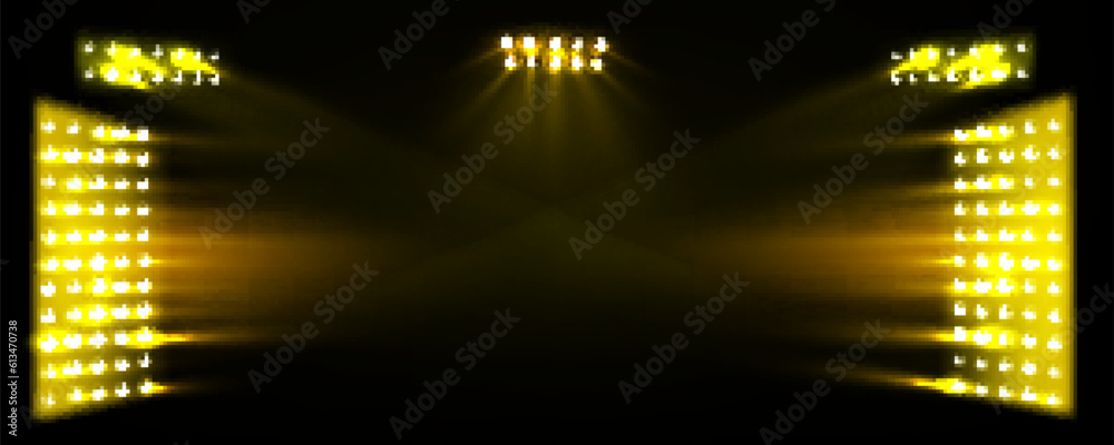 Gold light effect on stadium party stage background. Yellow concert ...