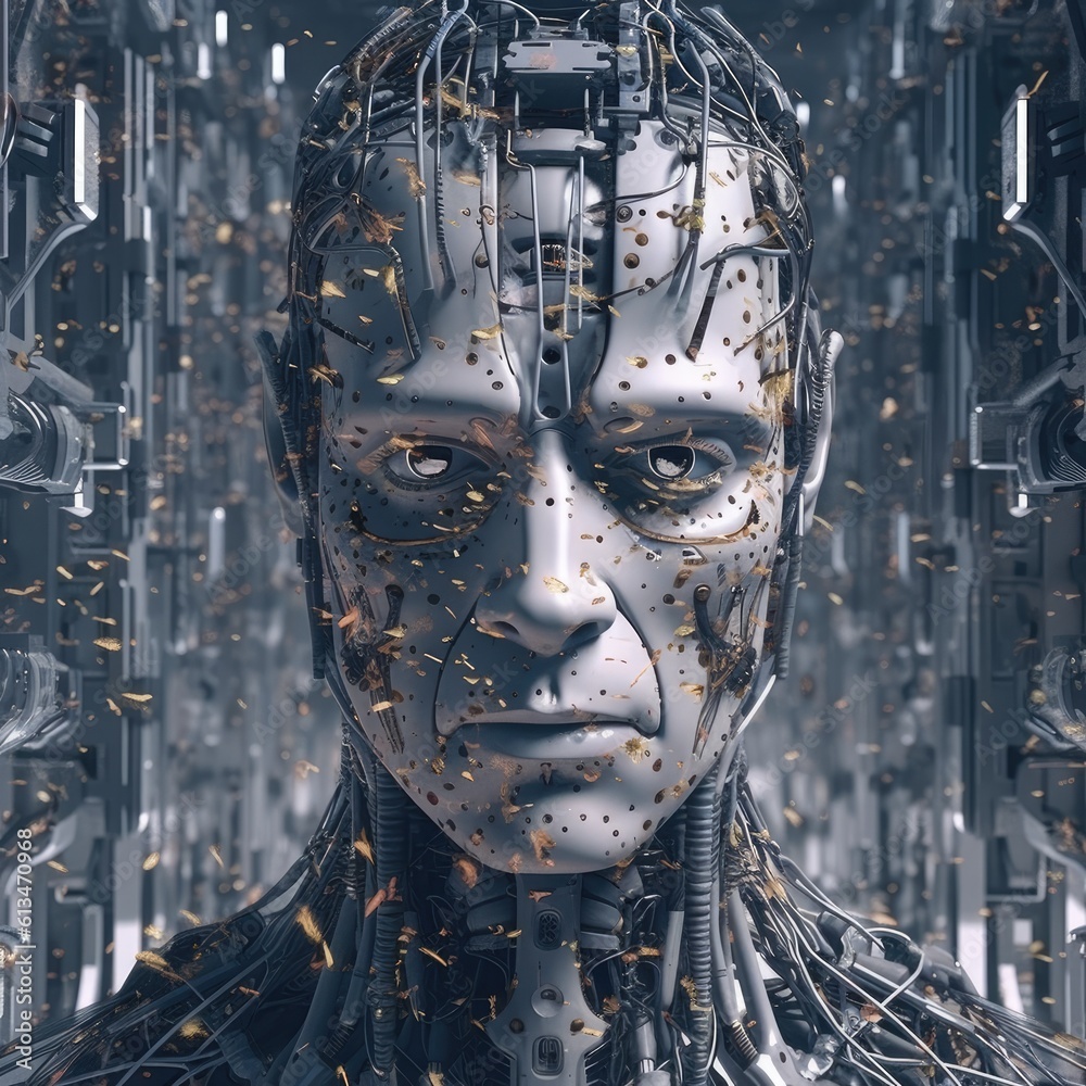 Stockillustratie Portrait of an Artificial intelligence robot ...
