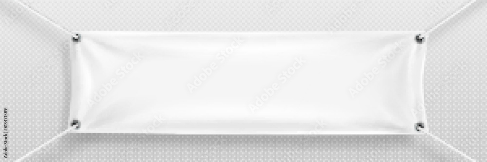 White realistic hang blank fabric horizontal canvas banner sign vector ...